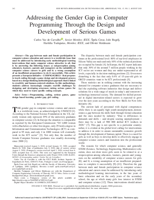 (PDF) Addressing the Gender Gap in Computer Programming Through the Design and Development of ...