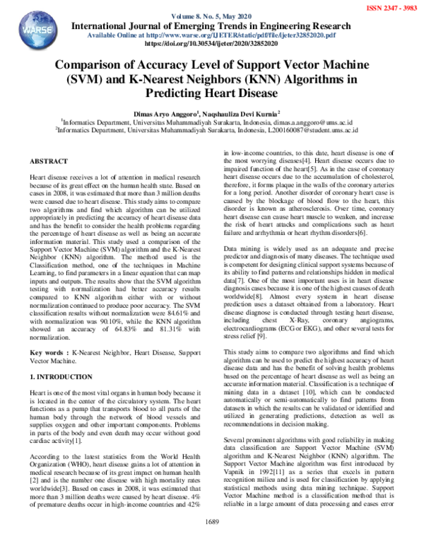(PDF) Comparison of Accuracy Level of Support Vector Machine (SVM) and K-Nearest Neighbors (KNN ...