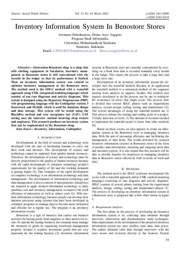 (PDF) Inventory Information System in Benostore Stores