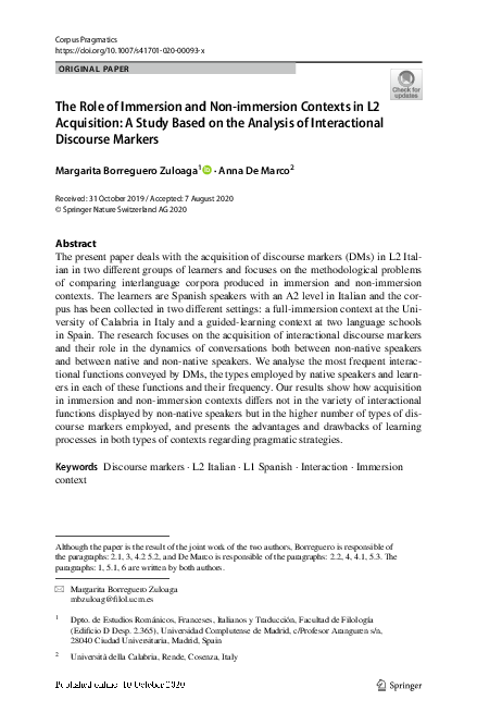 (PDF) The Role of Immersion and Non-immersion Contexts in L2 ...