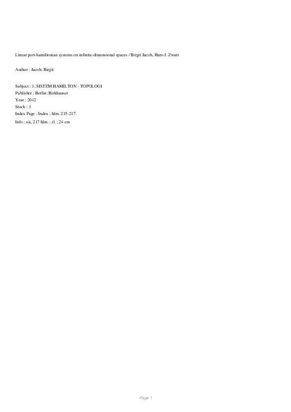 (PDF) Linear Port-Hamiltonian Systems on Infinite-dimensional Spaces