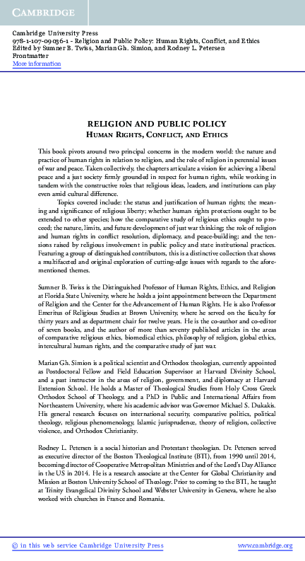 (PDF) Religion and Public Policy