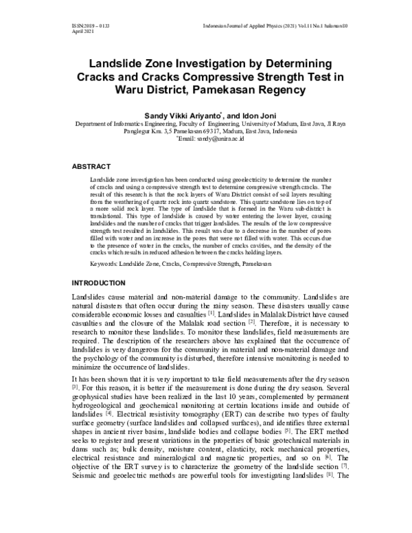 (PDF) Landslide Zone Investigation by Determining Cracks and Cracks ...
