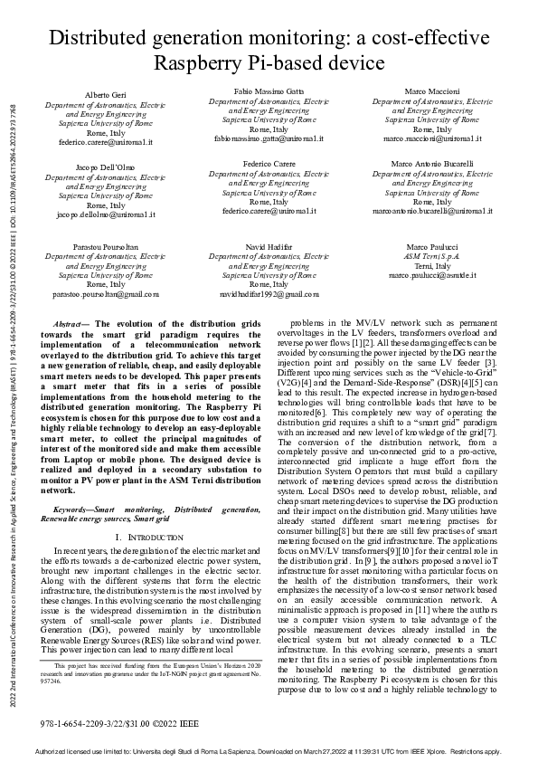 Pdf Distributed Generation Monitoring A Cost Effective Raspberry Pi