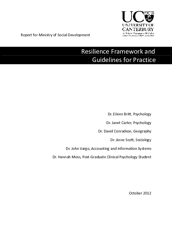 (PDF) Resilience framework and guidelines for practice