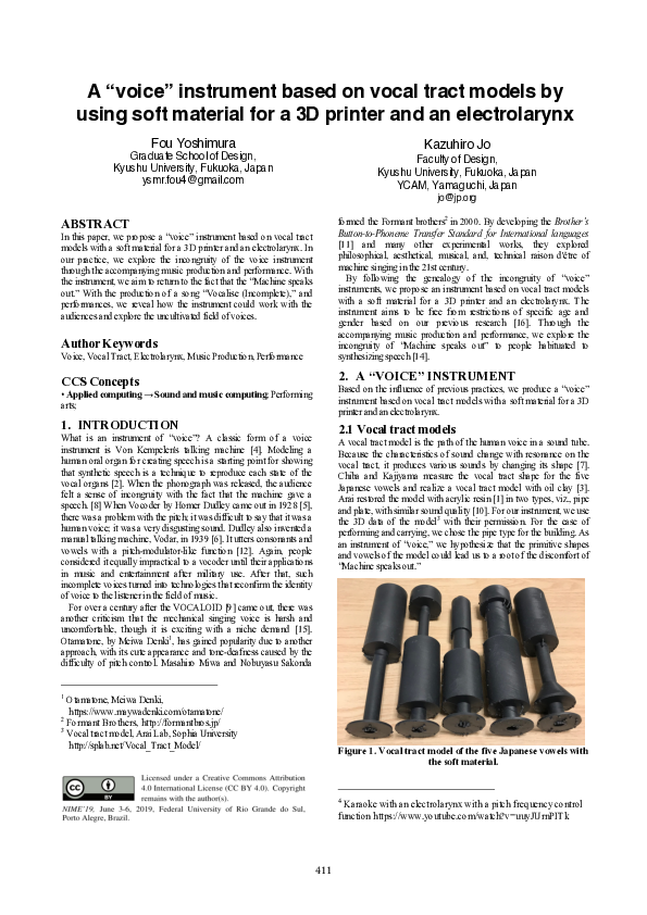 (PDF) A "voice" instrument based on vocal tract models by using soft ...