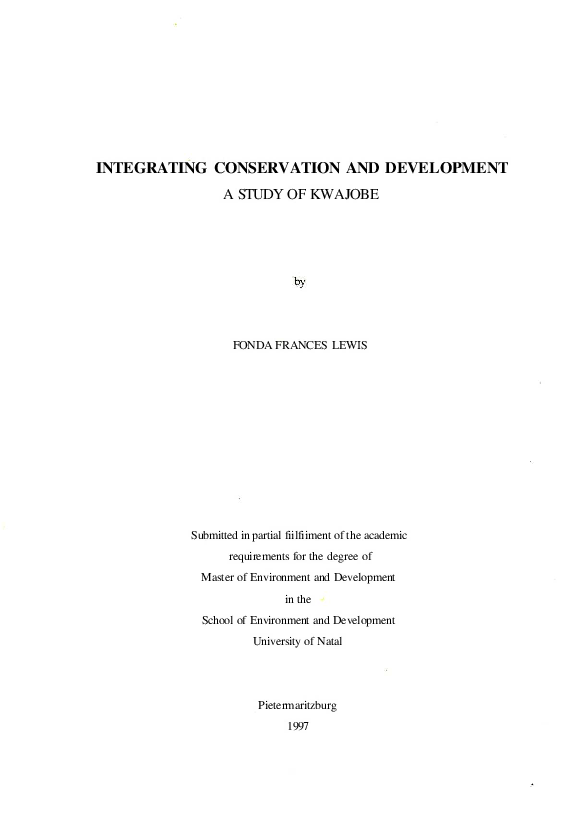 (PDF) Integrating conservation and development: a study of KwaJobe