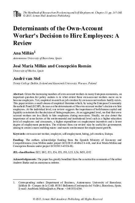 (PDF) Determinants of the Own-Account Worker's Decision to Hire ...