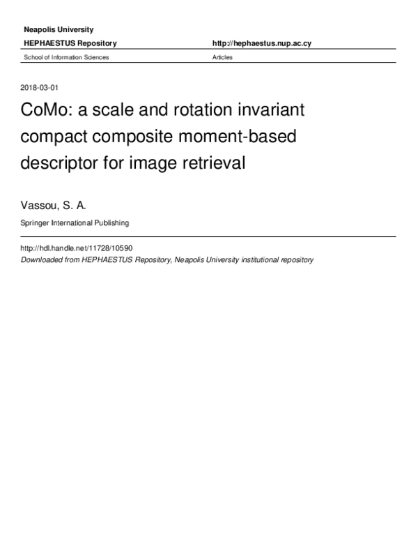 (PDF) CoMo: a scale and rotation invariant compact composite moment-based descriptor for image ...