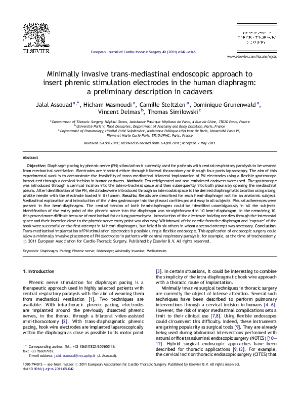 (PDF) Minimally invasive trans-mediastinal endoscopic approach to ...