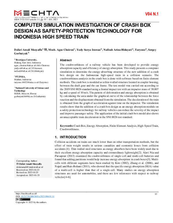 Computer Simulation Investigation of Crash Box Design as Safety ...