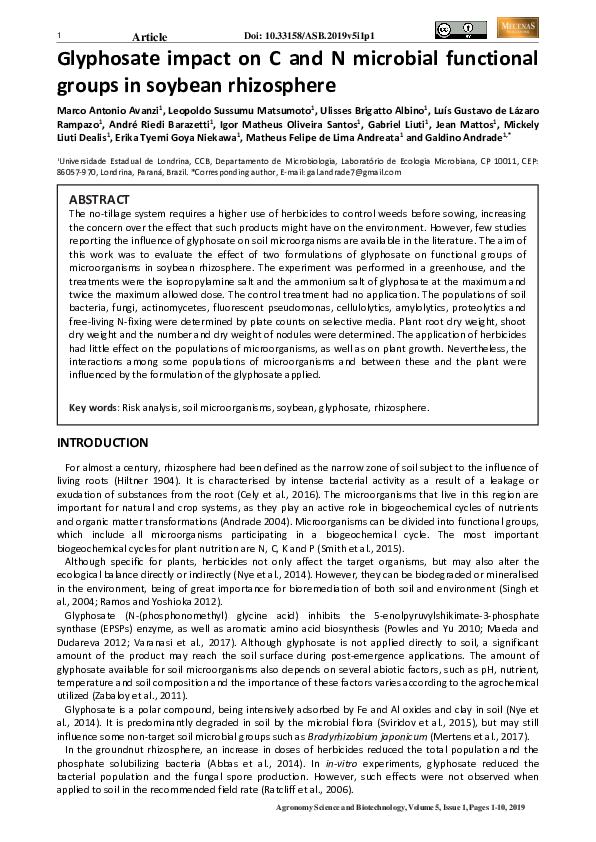 (PDF) Glyphosate impact on C and N microbial functional groups in ...