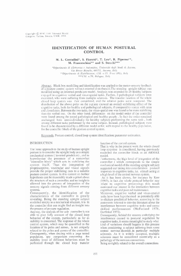 (PDF) Identification of Human Postural Control