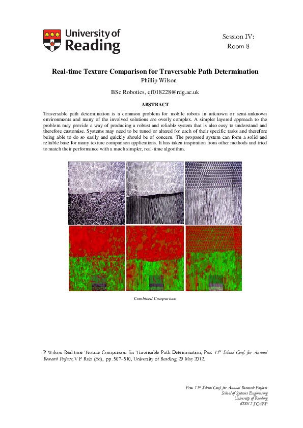 (PDF) Real-time Texture Comparison for Traversable Path Determination
