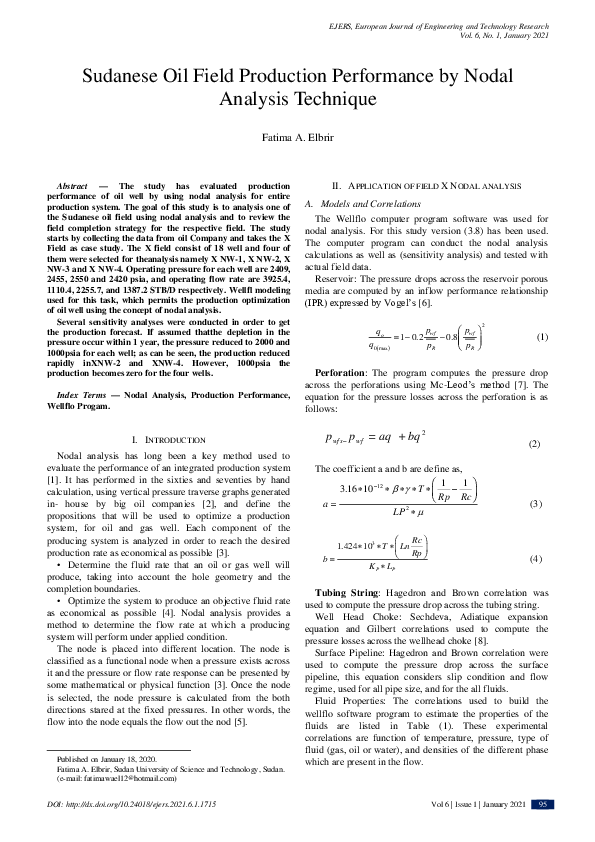 (PDF) Sudanese Oil Field Production Performance by Nodal Analysis Technique