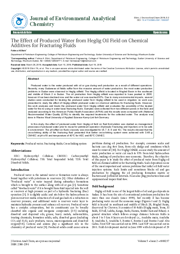 (PDF) The Effect of Produced Water from Heglig Oil Field on Chemical ...