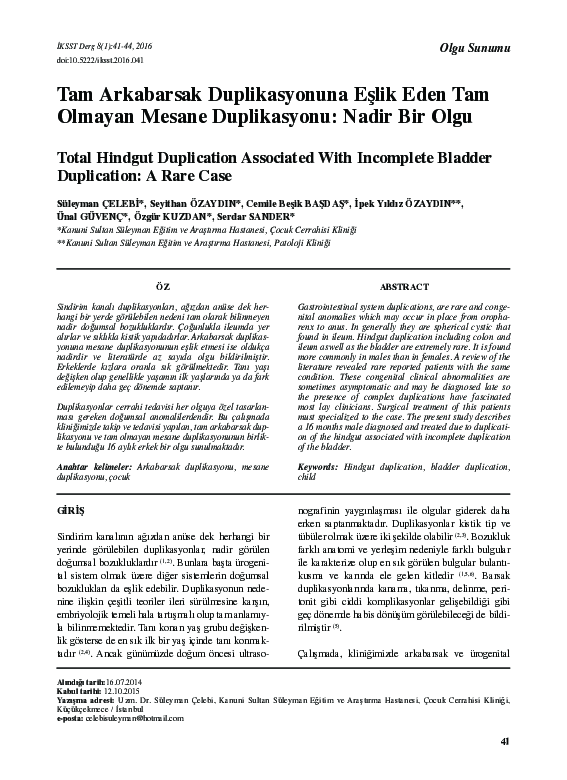 (PDF) Incomplete bladder duplication with total Hindgut duplication: a ...