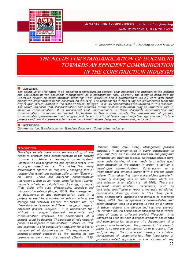 (PDF) THE NEEDS FOR STANDARDIZATION OF DOCUMENT TOWARDS AN EFFICIENT ...