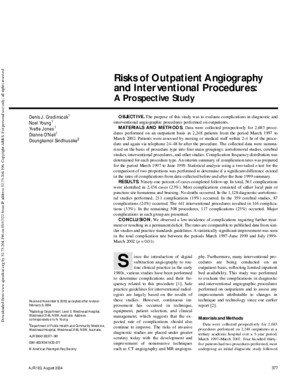 (PDF) Risks of Outpatient Angiography and Interventional Procedures: A ...