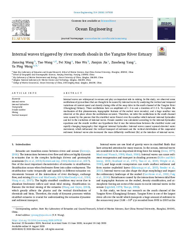 (PDF) Internal waves triggered by river mouth shoals in the Yangtze ...