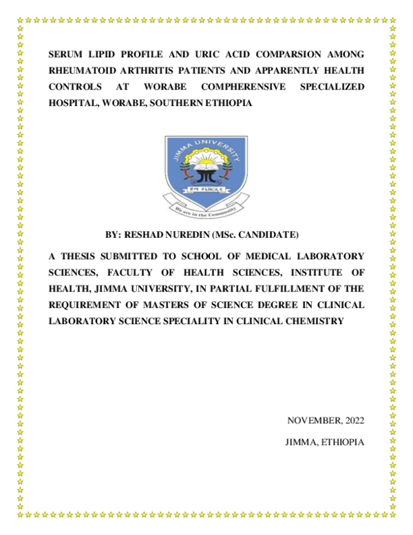 (PDF) SERUM LIPID PROFILE AND URIC ACID COMPARSION AMONG RHEUMATOID ...