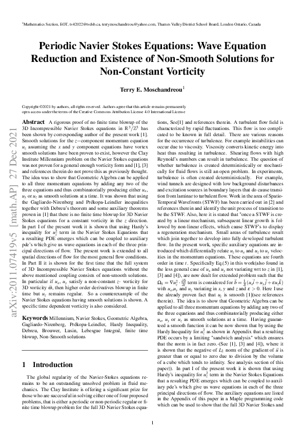 (PDF) Periodic Navier Stokes Equations: Wave Equation Reduction and ...