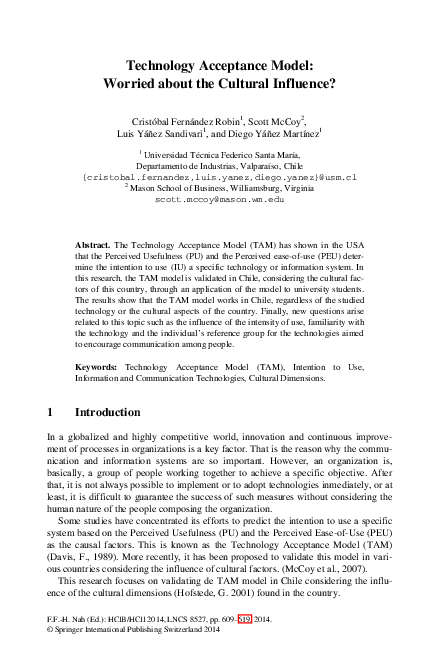 (PDF) Technology Acceptance Model: Worried about the Cultural Influence?