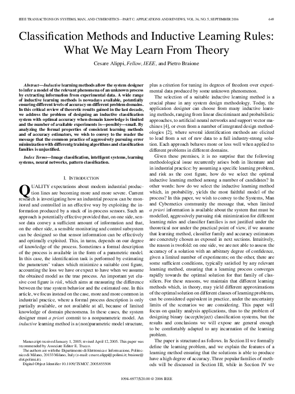 Pdf Classification Methods And Inductive Learning Rules What We May