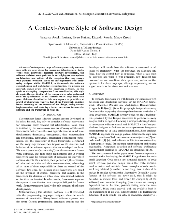 (PDF) A Context-Aware Style of Software Design