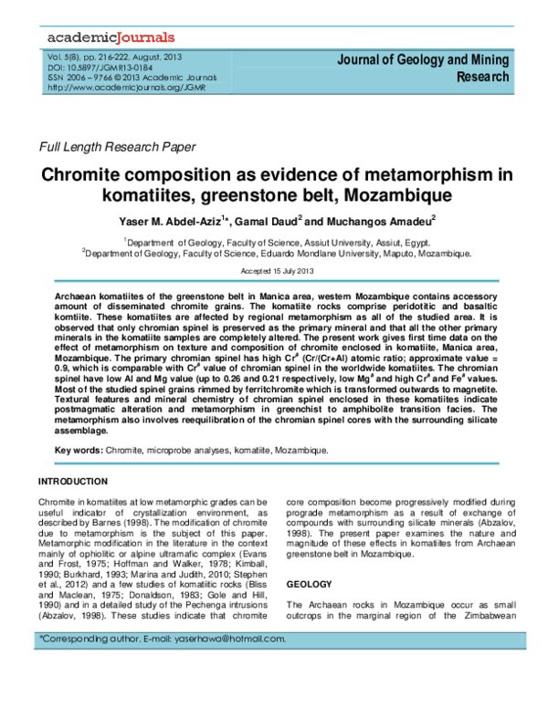 (PDF) Journal of Geology and Mining