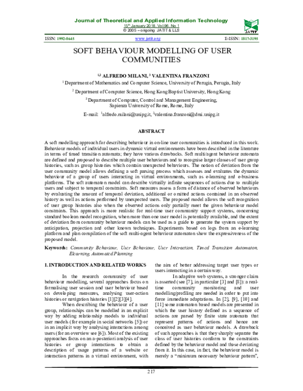 (PDF) Soft behaviour modelling of user communities