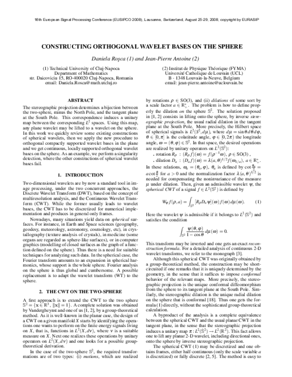Pdf Constructing Orthogonal Wavelet Bases On The Sphere