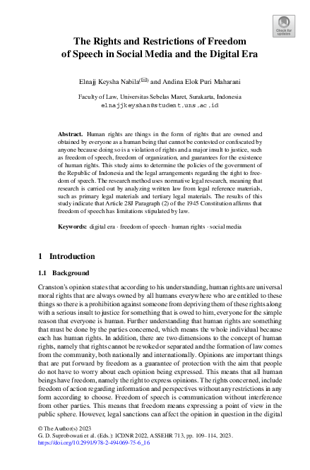 (PDF) The Rights and Restrictions of Freedom of Speech in Social Media ...