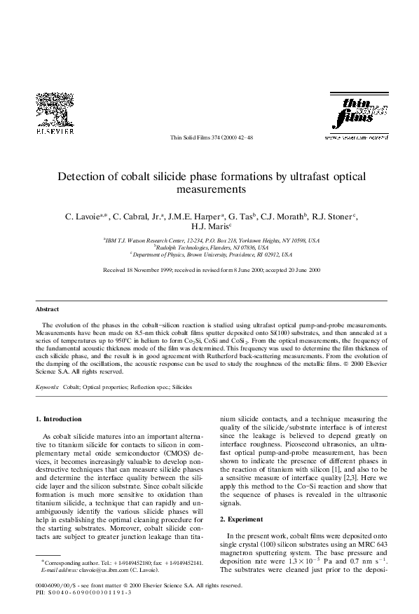 (PDF) Detection of cobalt silicide phase formations by ultrafast ...