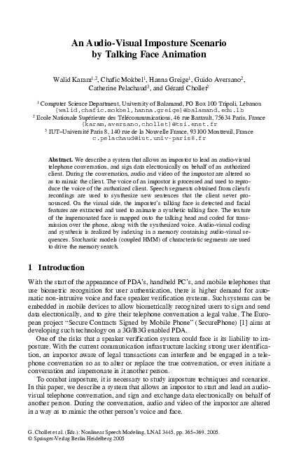 (PDF) An Audio-Visual Imposture Scenario by Talking Face Animation