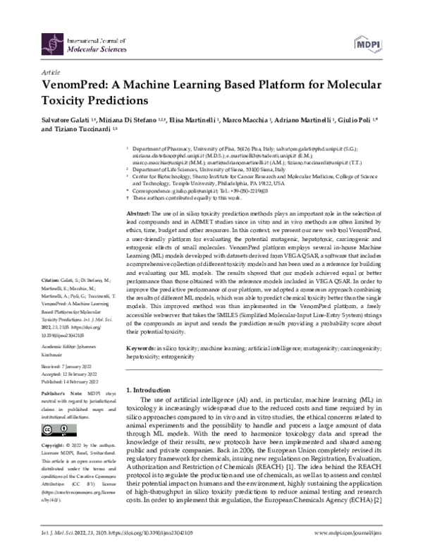 (PDF) VenomPred: A Machine Learning Based Platform for Molecular ...