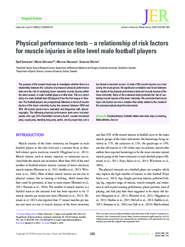 (PDF) Physical performance tests – a relationship of risk factors for ...