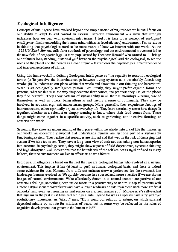 (PDF) Ecological Intelligence?