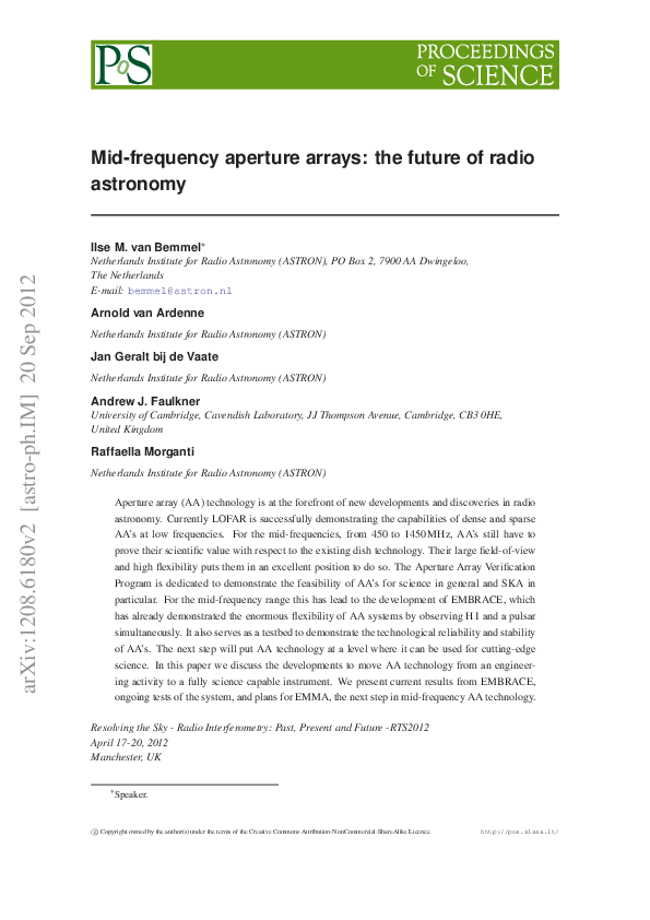 (PDF) Mid-frequency aperture arrays: the future of radio astronomy