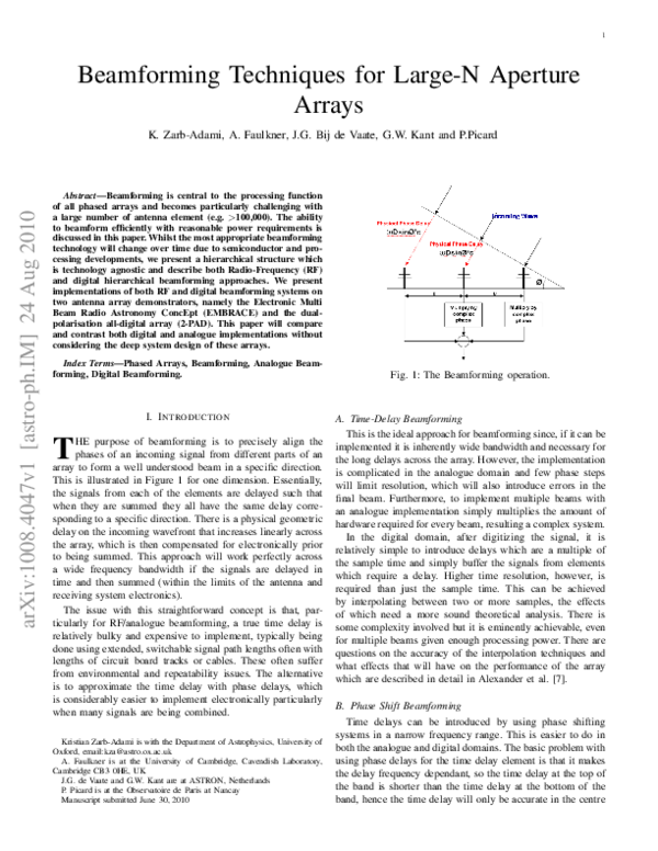 (PDF) Beamforming techniques for large-N aperture arrays | Andrew Faulkner - Academia.edu