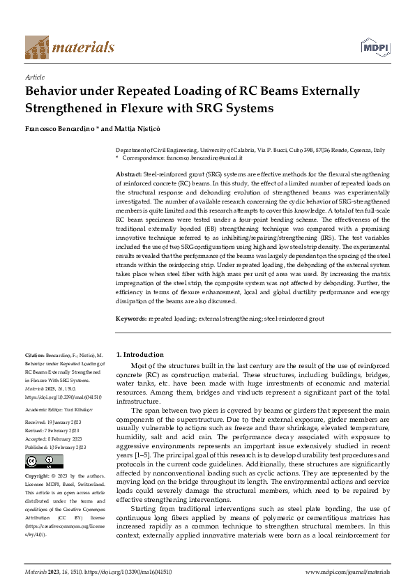 (PDF) Behavior under Repeated Loading of RC Beams Externally ...