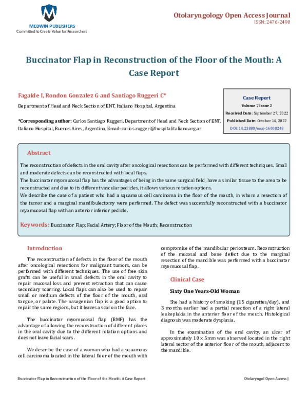 (PDF) Buccinator Flap in Reconstruction of the Floor of the Mouth: A ...