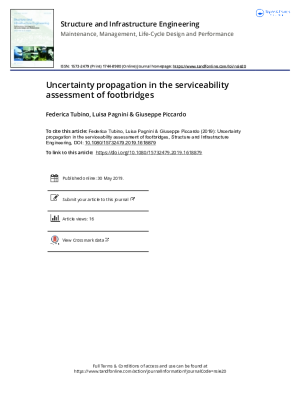 (PDF) Uncertainty propagation in the serviceability assessment of ...