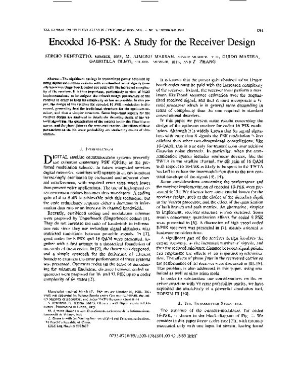 (PDF) Encoded 16-PSK: a study for the receiver design