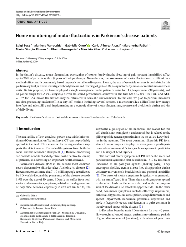 (PDF) Home monitoring of motor fluctuations in Parkinson’s disease patients