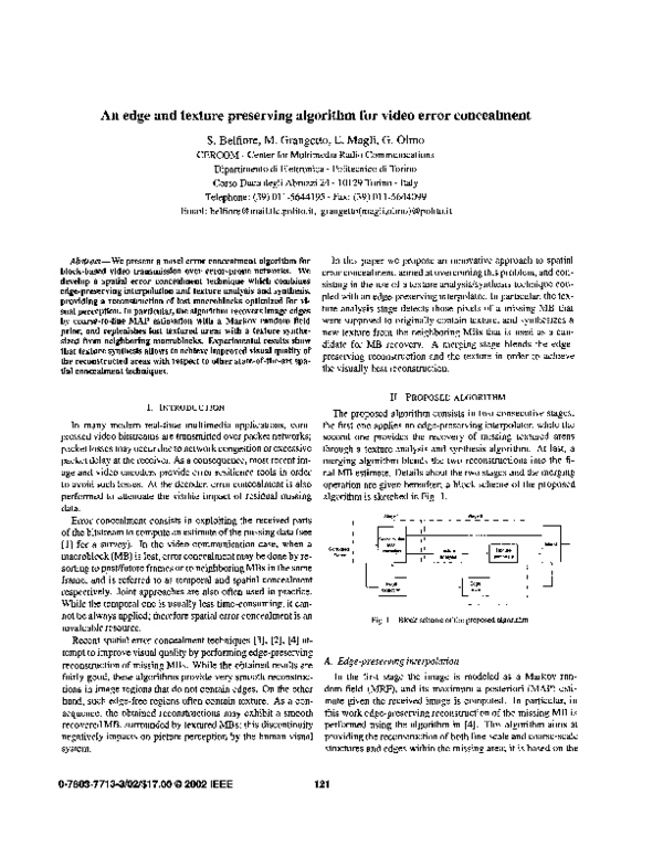 (PDF) An edge and texture preserving algorithm for video error concealment