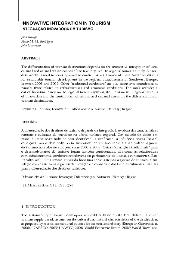 (PDF) Innovative Integration in Tourism