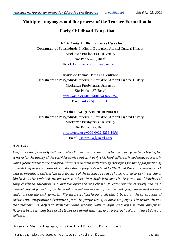 (PDF) Multiple Languages and the process of the Teacher Formation in ...