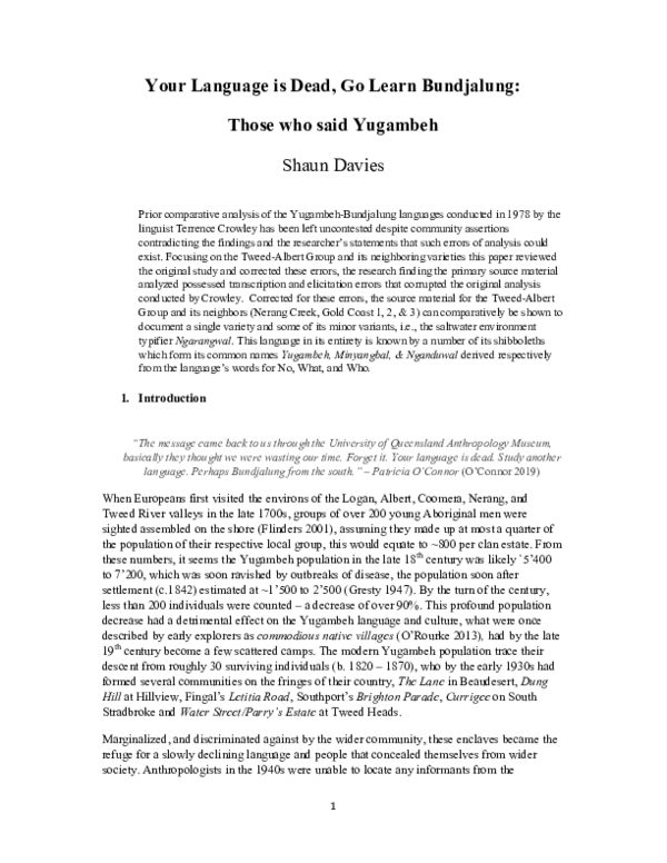 (PDF) Your Language is Dead, Go Learn Bundjalung: Those who said Yugambeh