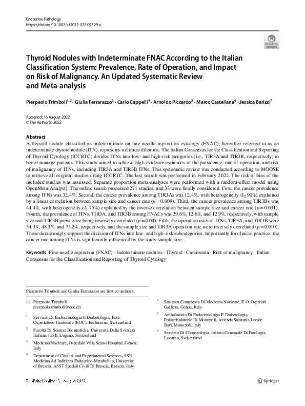 (PDF) Thyroid Nodules with Indeterminate FNAC According to the Italian ...